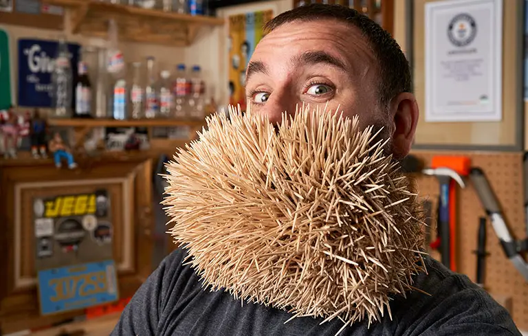 Most toothpicks in a beard | Guinness World Records