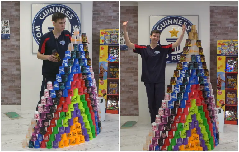Fastest time to build a 171 cup pyramid | Guinness World Records