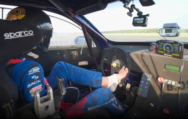 Fastest vehicle drift while steering with a foot | Guinness World Records