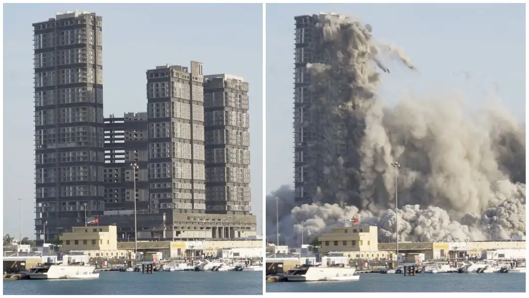 Tallest building demolished using explosives (controlled demolition ...