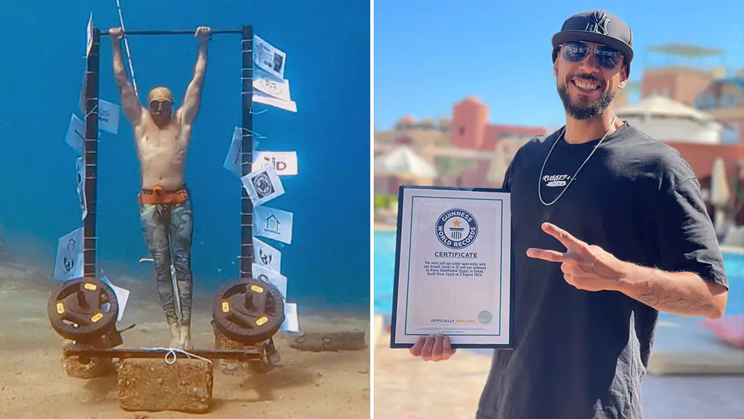 Most pull ups under open water with one breath (male) | Guinness World ...